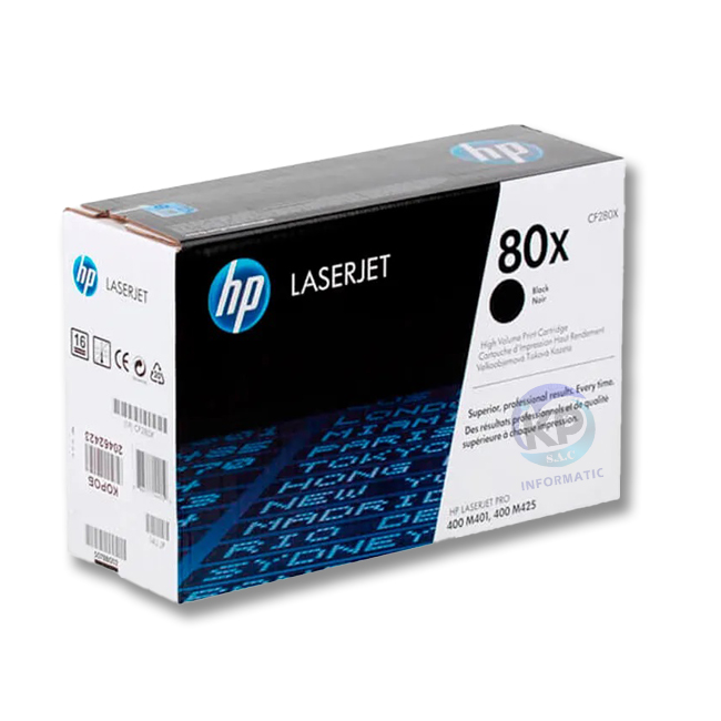 Toner HP 80X CF280X negro【 LaserJet M401N 】 ️